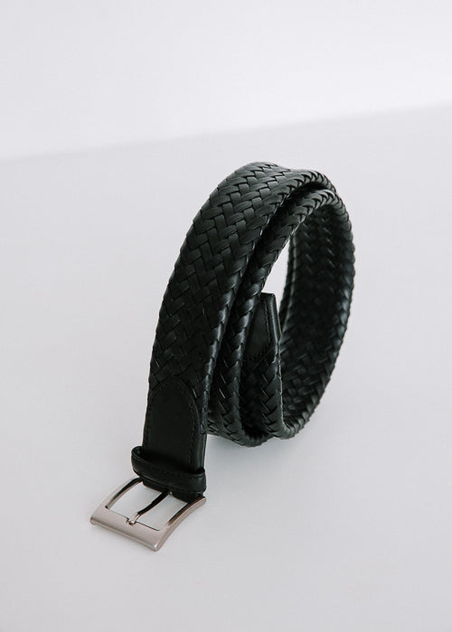 HERRINGBONE PLATTED LEATHER BELT – Trove167